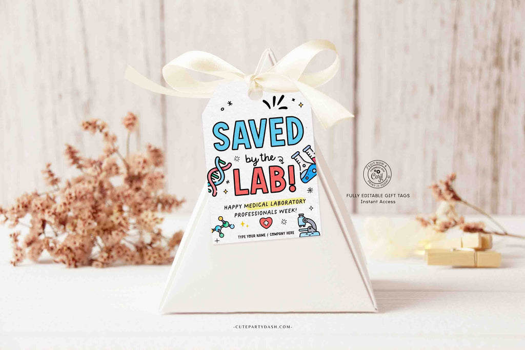 Saved by the Lab Gift Tags Lab Week INSTANT DOWNLOAD – Cute Party Dash
