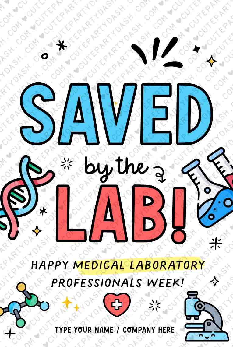Saved by the Lab Gift Tags Lab Week INSTANT DOWNLOAD – Cute Party Dash