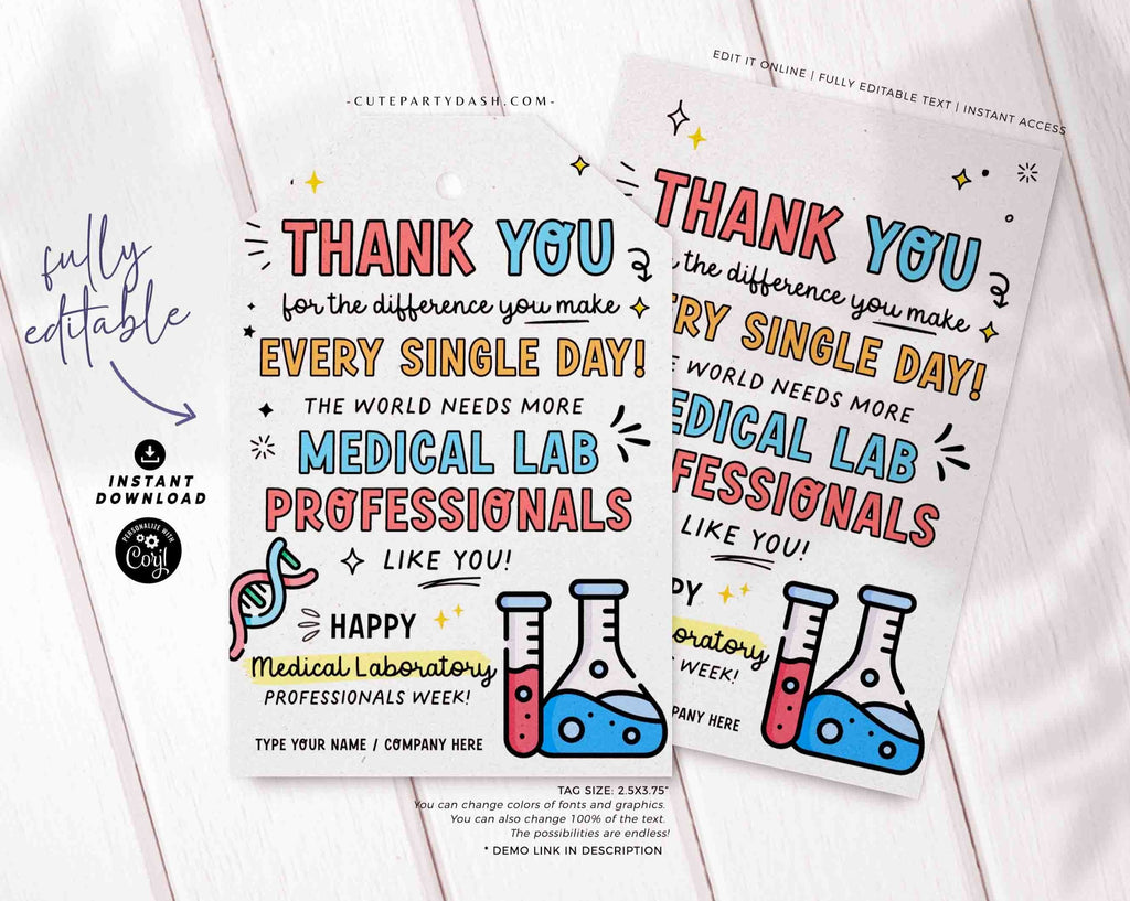 Lab Week Gift Tags Printable INSTANT DOWNLOAD – Cute Party Dash