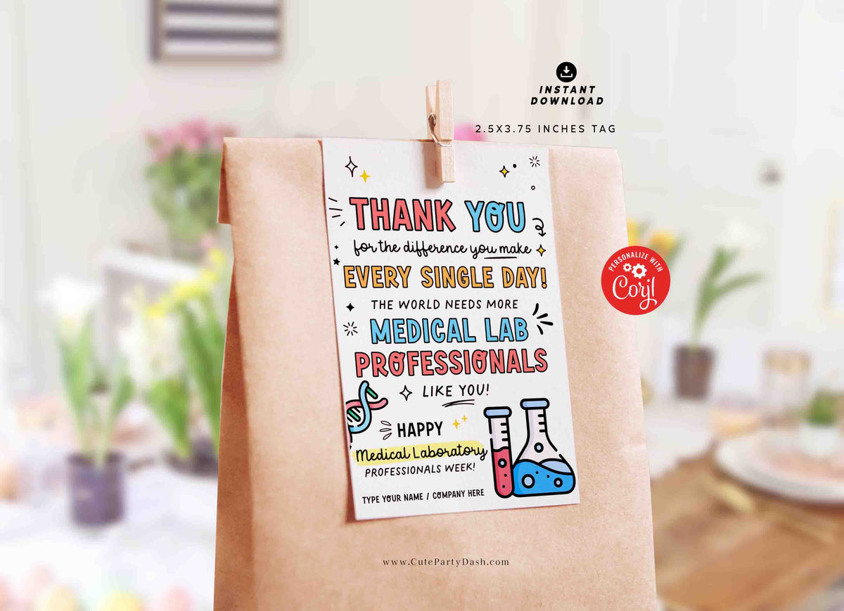 Lab Week Gift Tags Printable INSTANT DOWNLOAD – Cute Party Dash