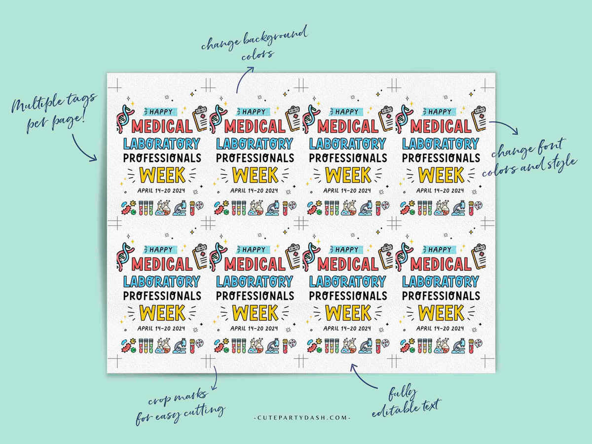 Lab Week Gift Tags Printable INSTANT DOWNLOAD – Cute Party Dash