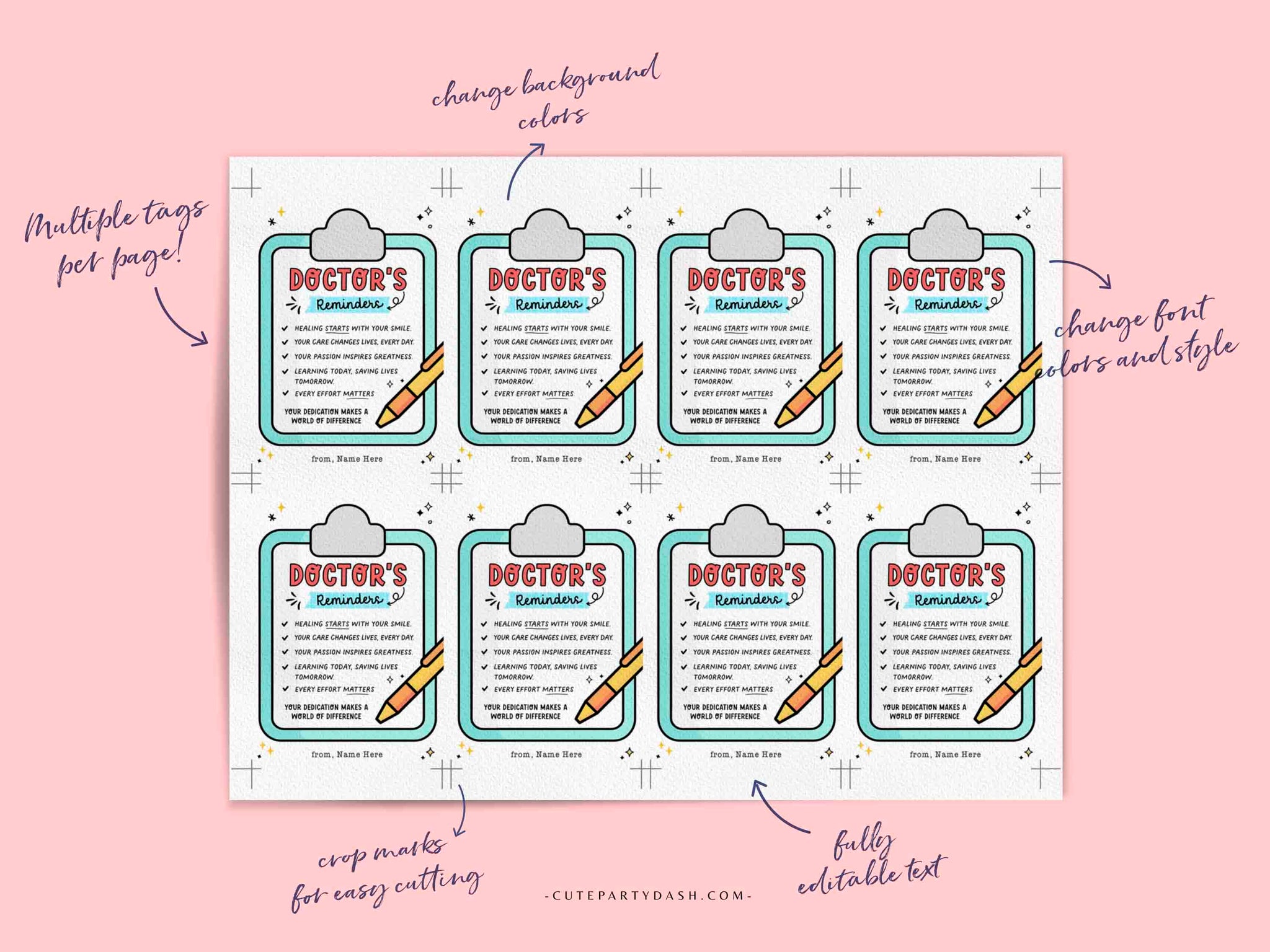 Doctor's day Gift Tags Printable INSTANT DOWNLOAD – Cute Party Dash