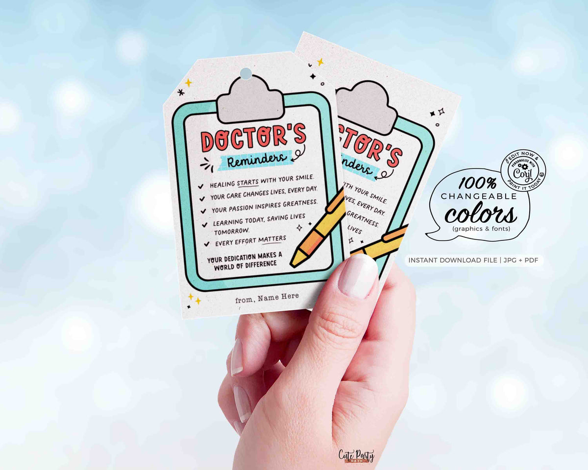 Doctor's day Gift Tags Printable INSTANT DOWNLOAD – Cute Party Dash