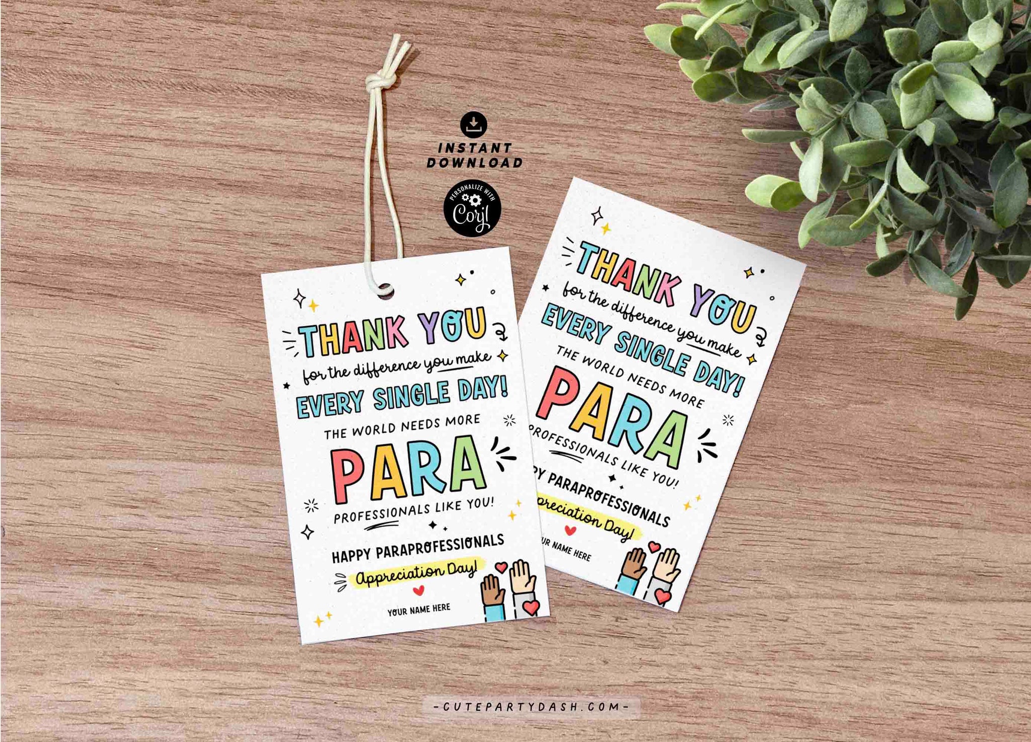 Paraprofessionals Day Gift Tags Printable INSTANT DOWNLOAD – Cute Party ...