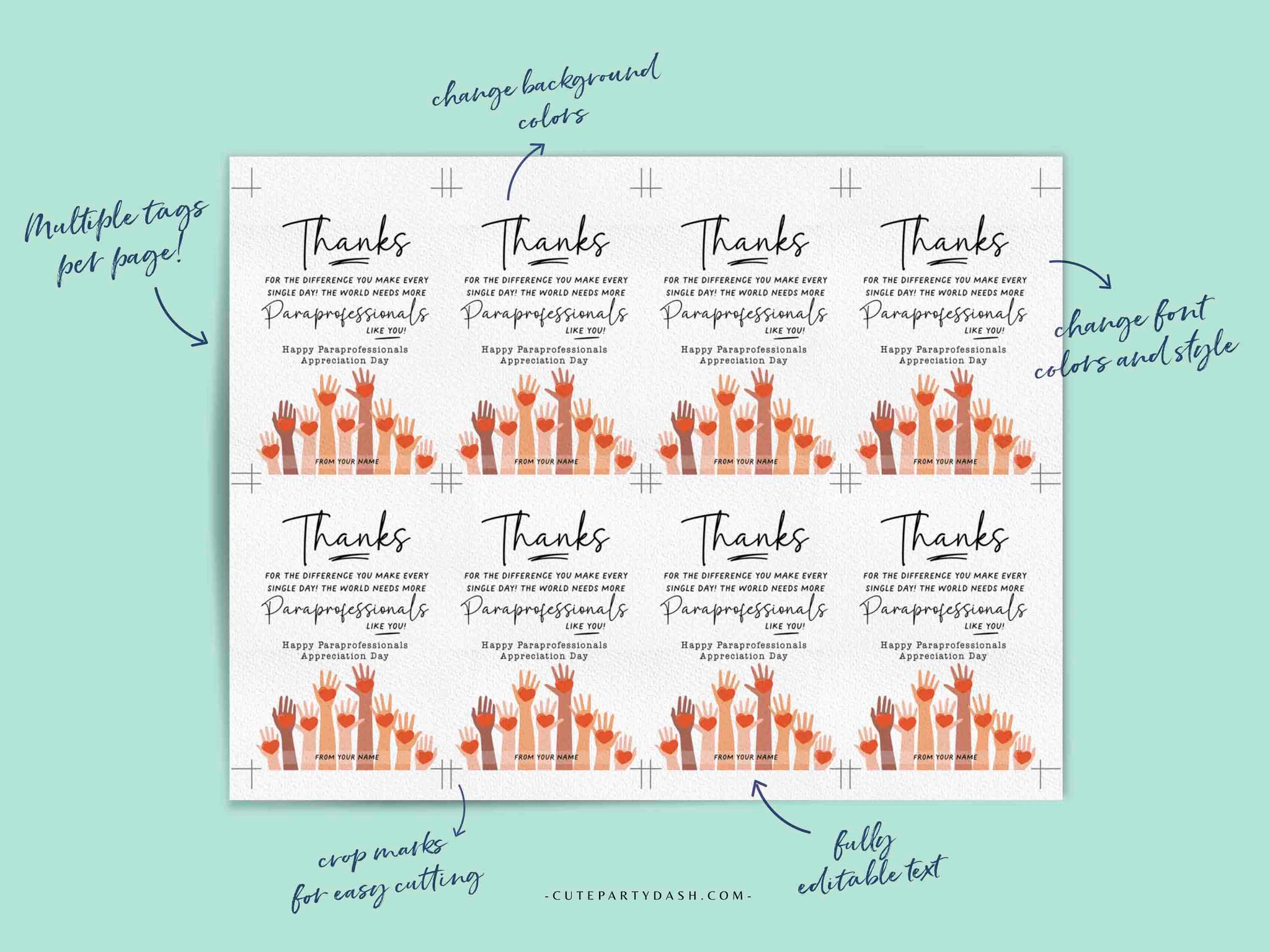 Paraprofessionals Day Gift Tags Printable INSTANT DOWNLOAD – Cute Party ...