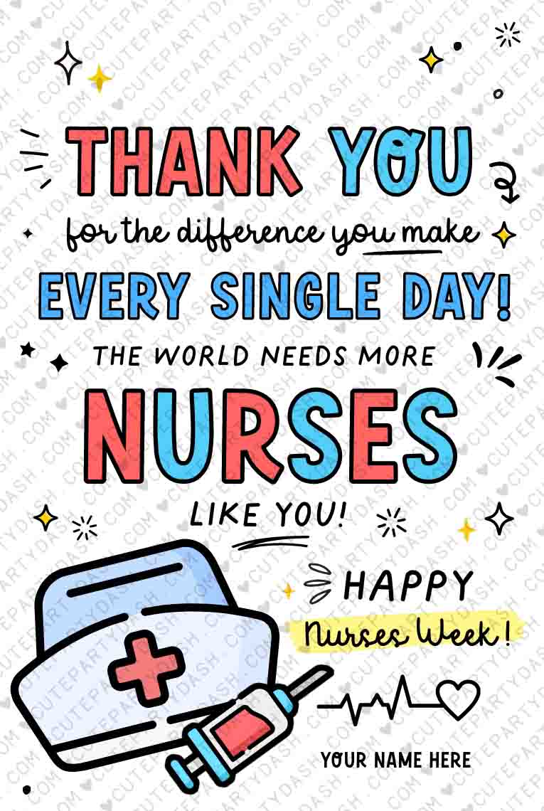 Nurses Week Gift Tags Printable INSTANT DOWNLOAD – Cute Party Dash