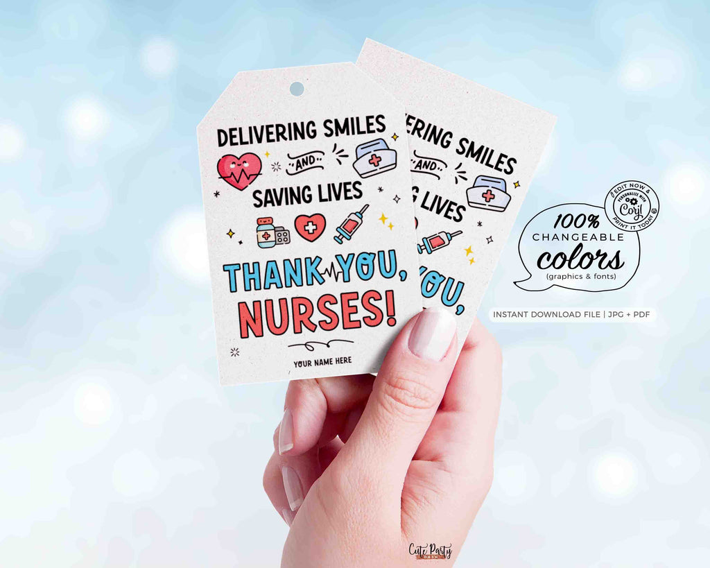 Nurses Week Gift Tags Printable INSTANT DOWNLOAD – Cute Party Dash