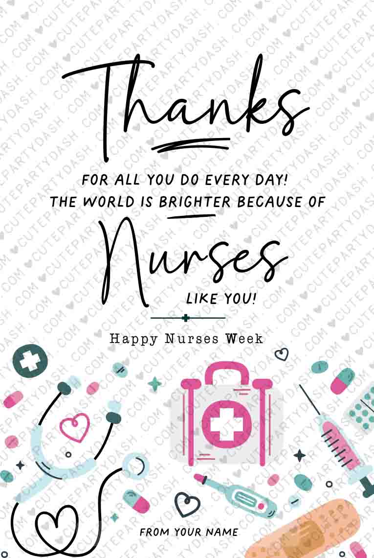 Nurses Week Gift Tags Printable INSTANT DOWNLOAD – Cute Party Dash