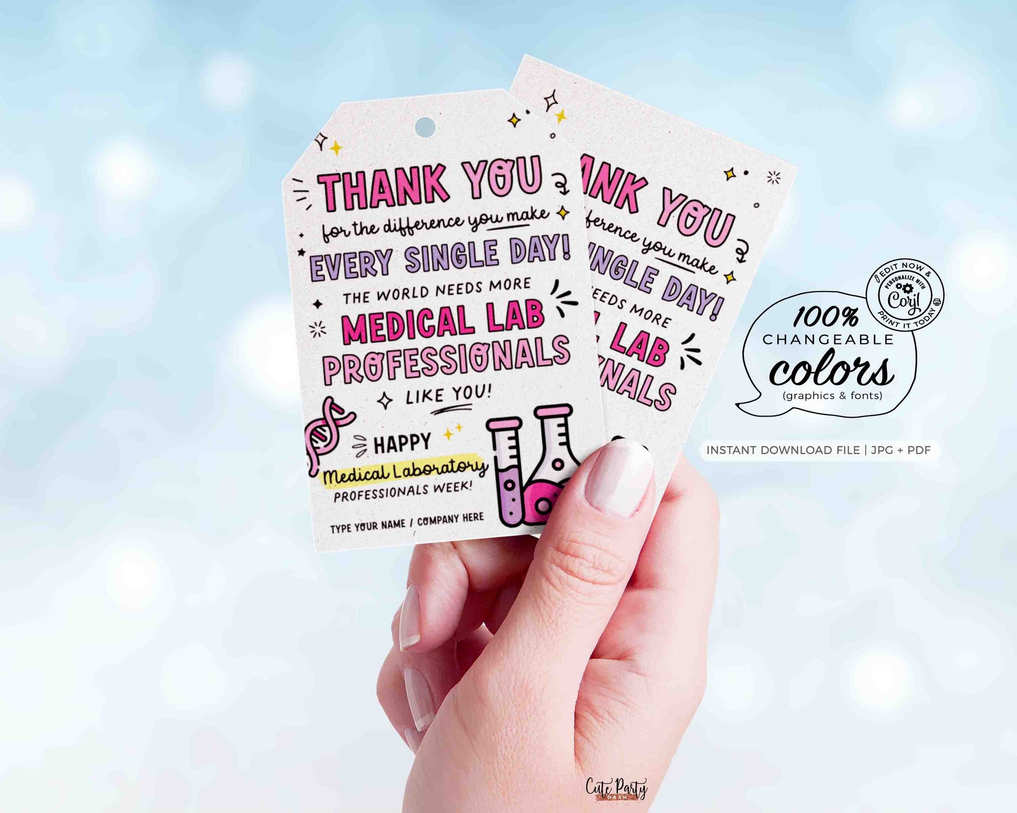 Lab Week Gift Tags Printable INSTANT DOWNLOAD – Cute Party Dash