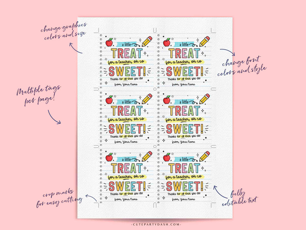 Little Treat Teacher Appreciation Week Tag Sticker Printable INSTANT ...