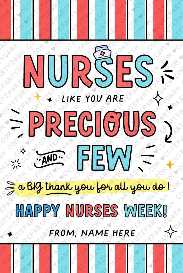 Nurses Week Gift Tags Printable INSTANT DOWNLOAD – Cute Party Dash