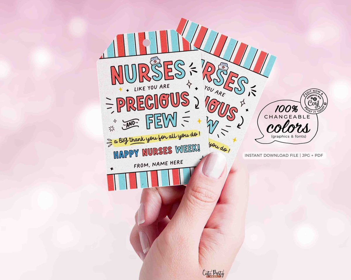 Nurses Week Gift Tags Printable INSTANT DOWNLOAD – Cute Party Dash