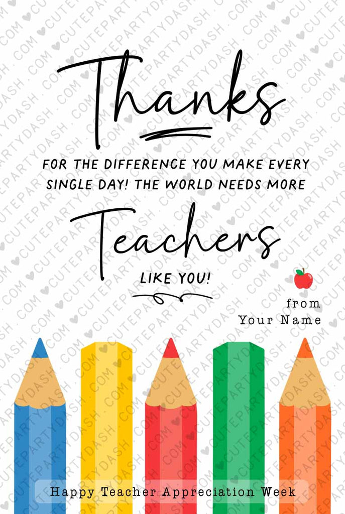 Teacher Appreciation Week Gift Tag Printable INSTANT DOWNLOAD – Cute ...