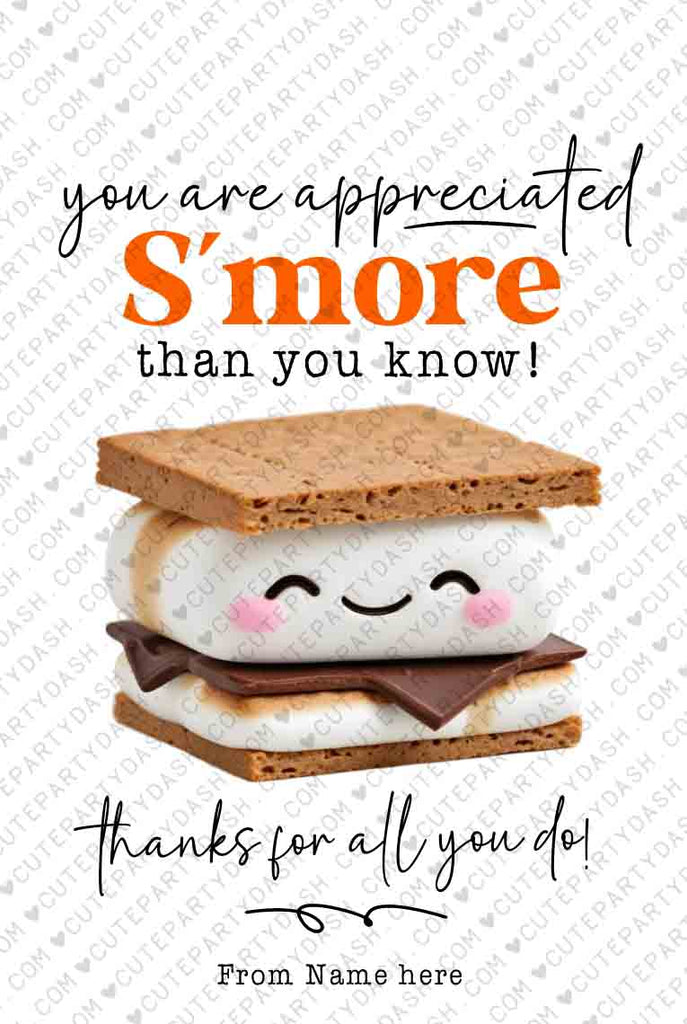 Editable S'more Appreciation Gift Tag Printable INSTANT DOWNLOAD – Cute ...