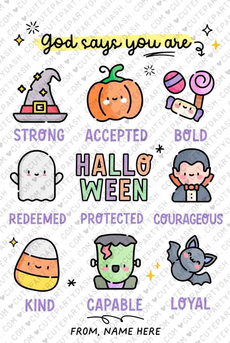Editable Halloween Christian Affirmation Gift Tag Printable INSTANT ...