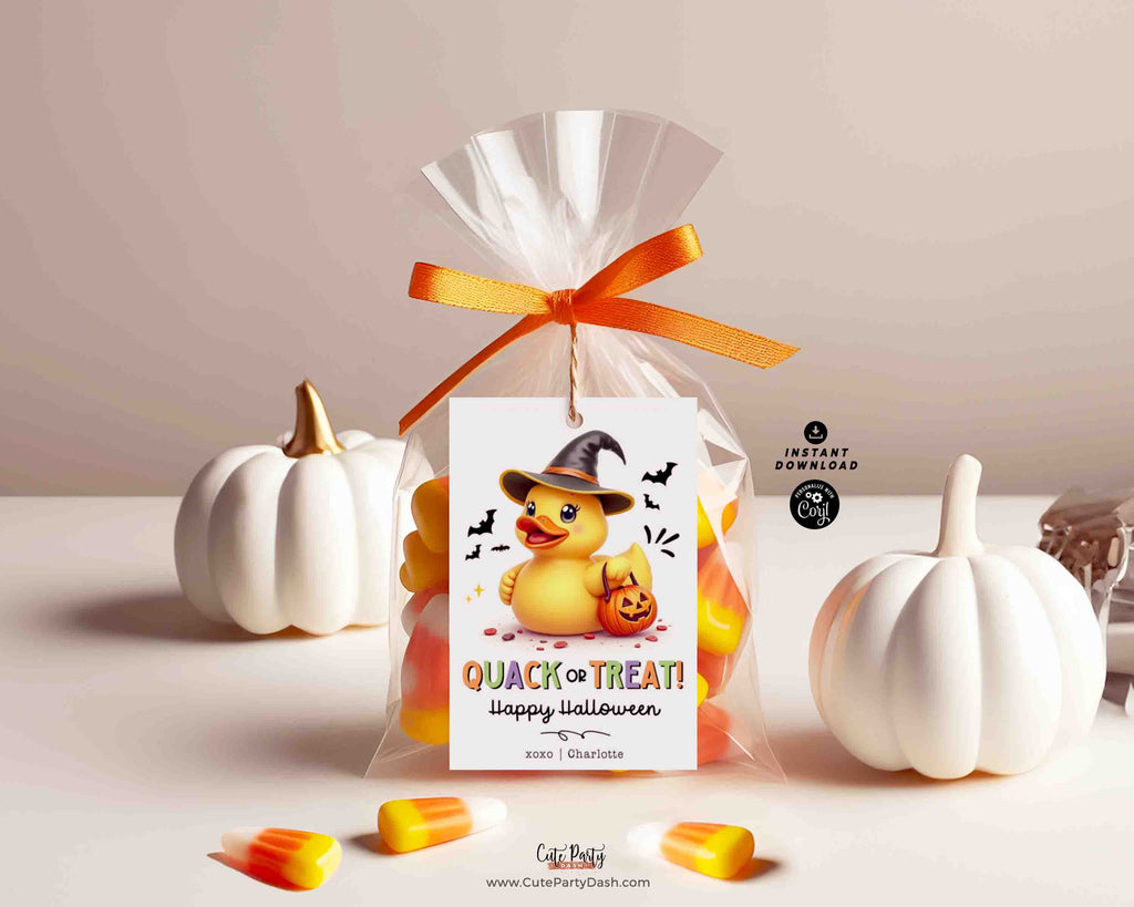 Quack or Treat Happy Halloween Gift tag Printable INSTANT DOWNLOAD ...
