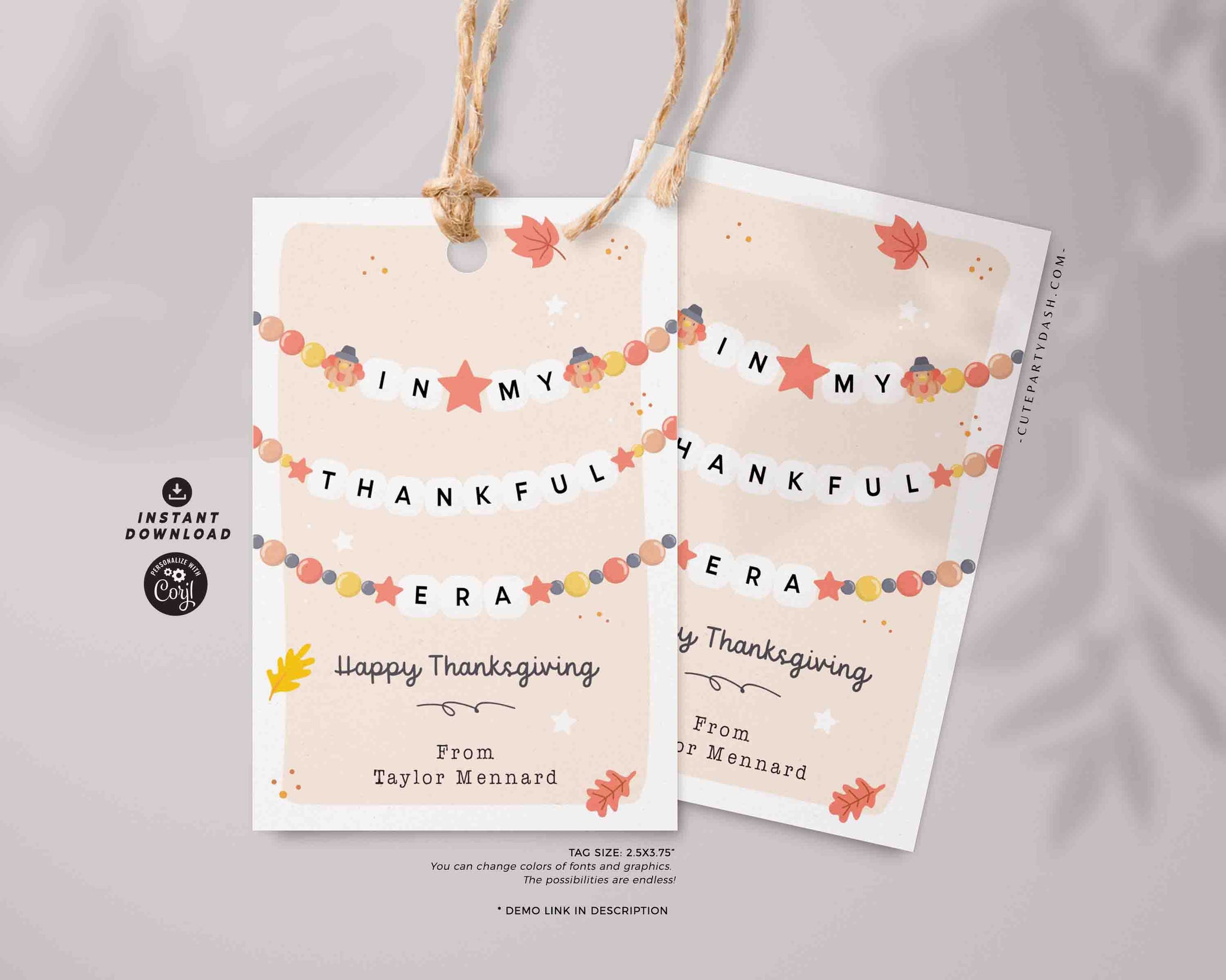 In My Thankful Era Thanksgiving Gift Tag Printable INSTANT DOWNLOAD ...