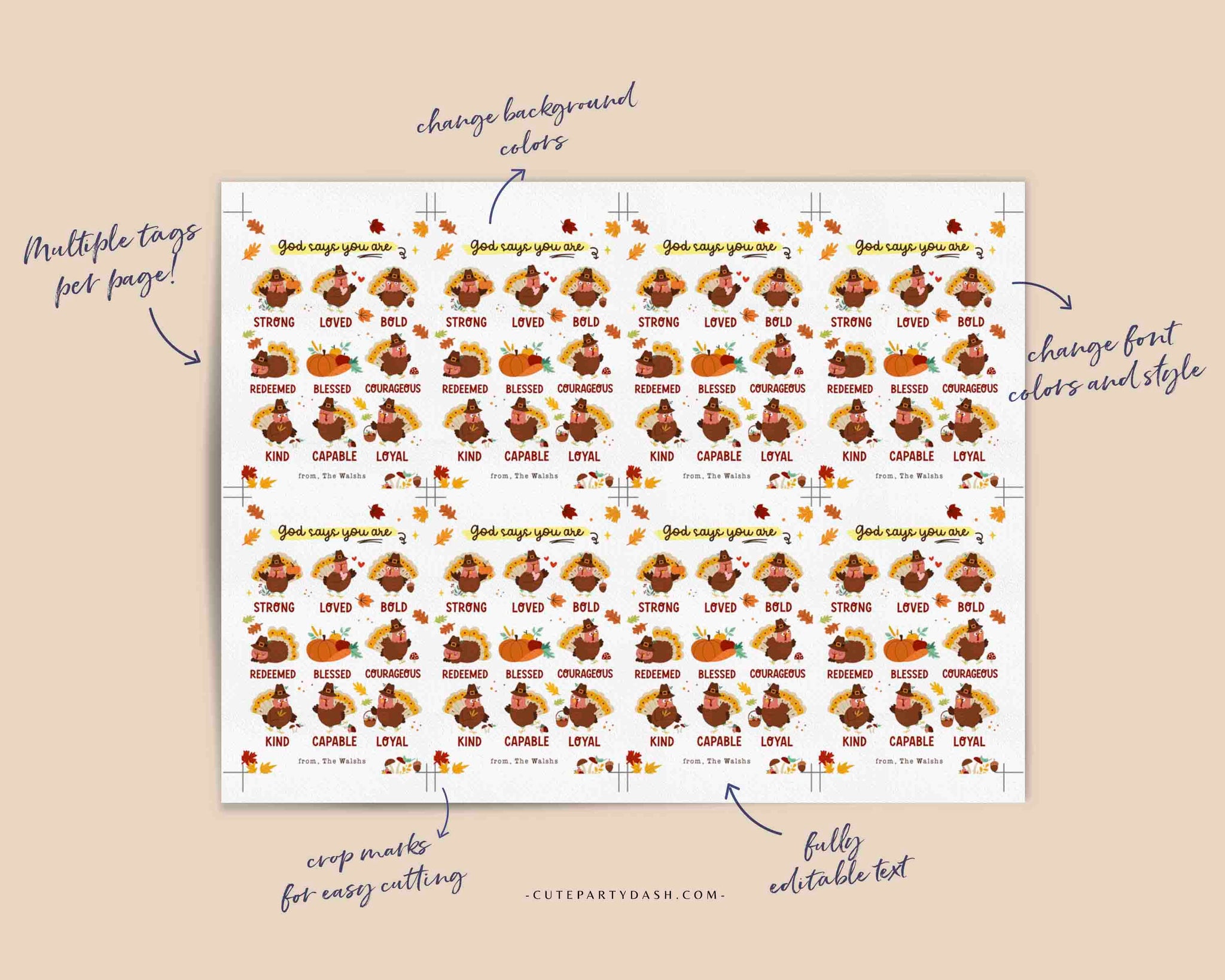 God Says You Are Religious Thanksgiving Gift Tag Printable INSTANT ...