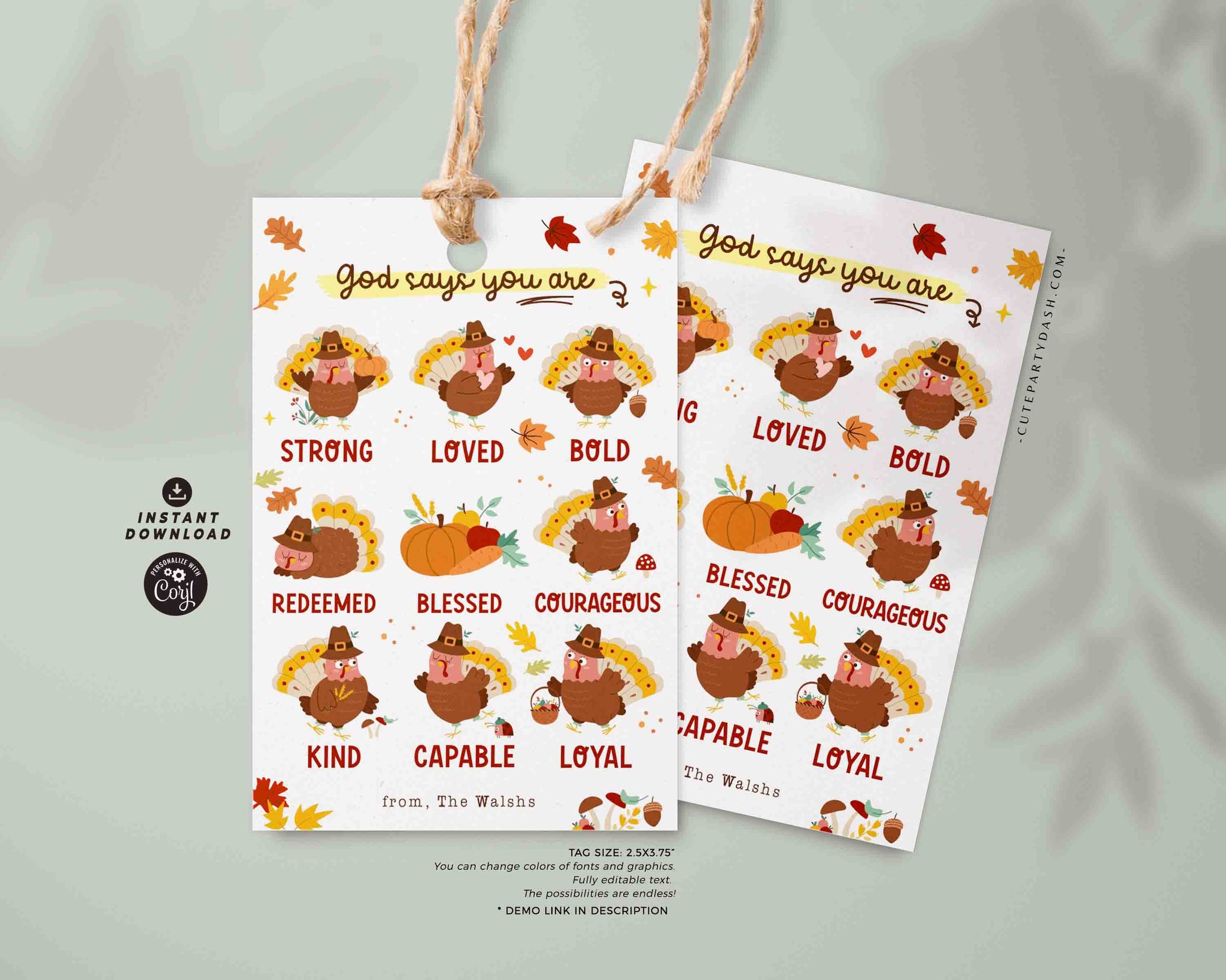 God Says You Are Religious Thanksgiving Gift Tag Printable INSTANT ...