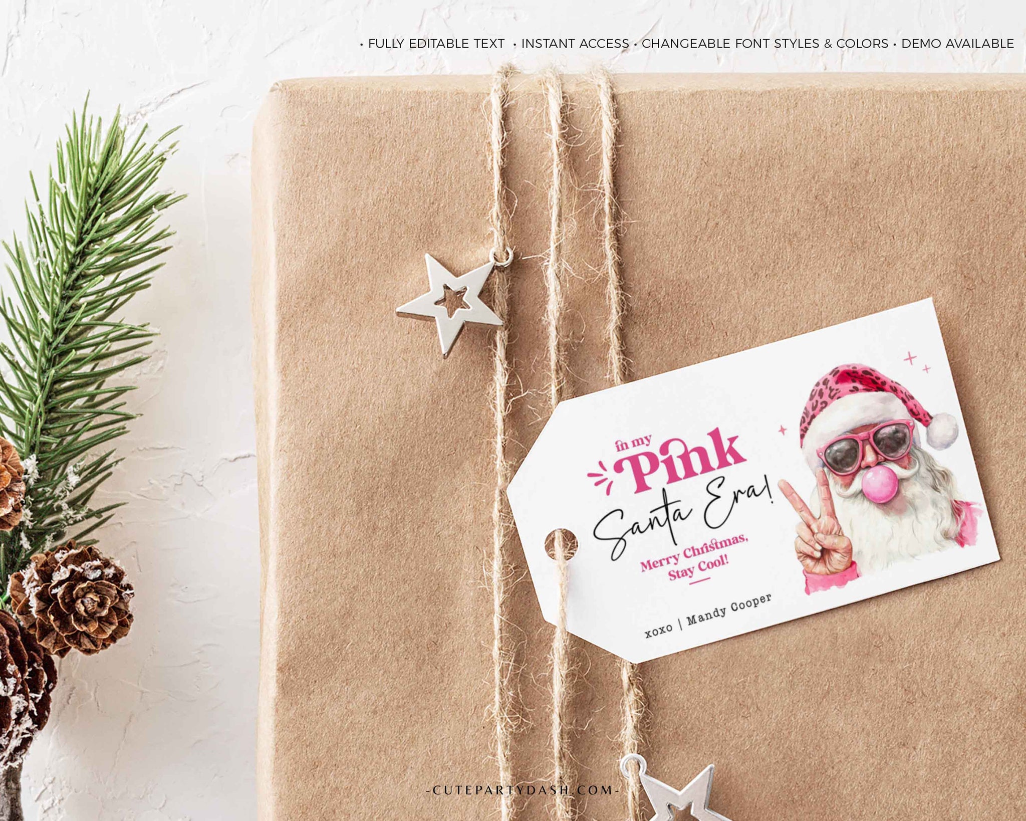 In My Pink Santa Era Christmas Gift Tag Printable INSTANT DOWNLOAD ...