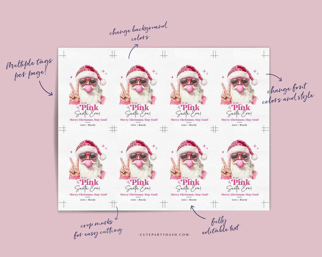 In My Pink Santa Era Christmas Gift Tag Printable INSTANT DOWNLOAD ...