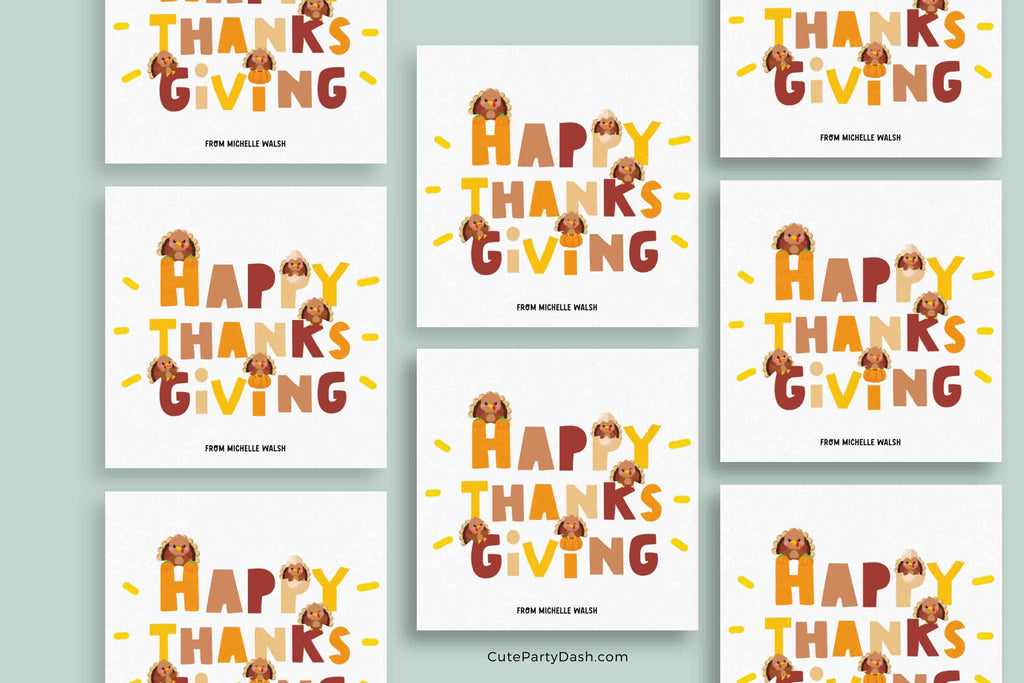 Happy Thanksgiving Tag Printable INSTANT DOWNLOAD – Cute Party Dash