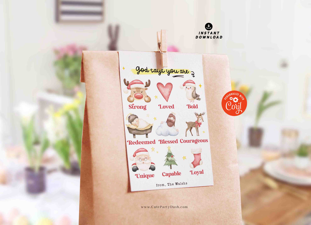 God Says You Are Religious Christmas Gift Tag Printable INSTANT ...