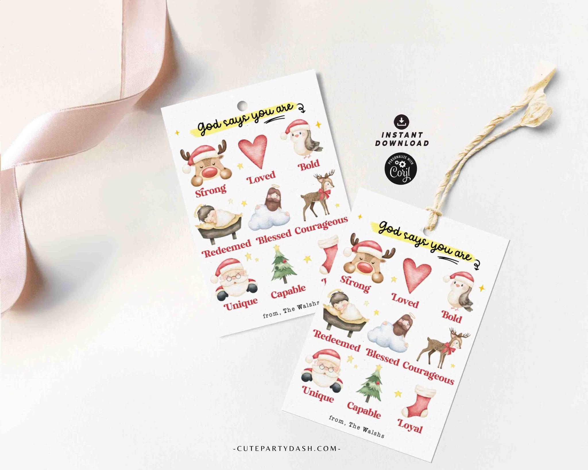 God Says You Are Religious Christmas Gift Tag Printable INSTANT ...
