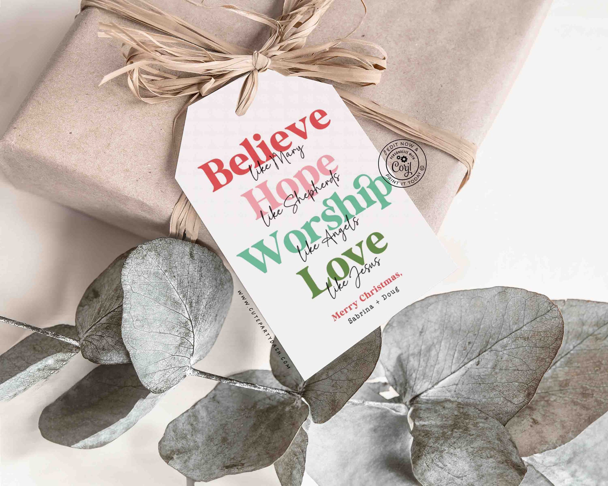 Religious Christmas Gift Tag Printable INSTANT DOWNLOAD – Cute Party Dash