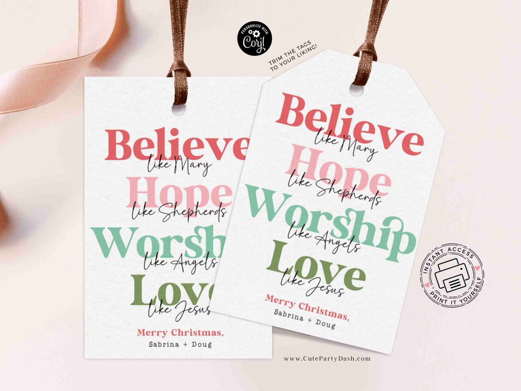 Religious Christmas Gift Tag Printable INSTANT DOWNLOAD – Cute Party Dash