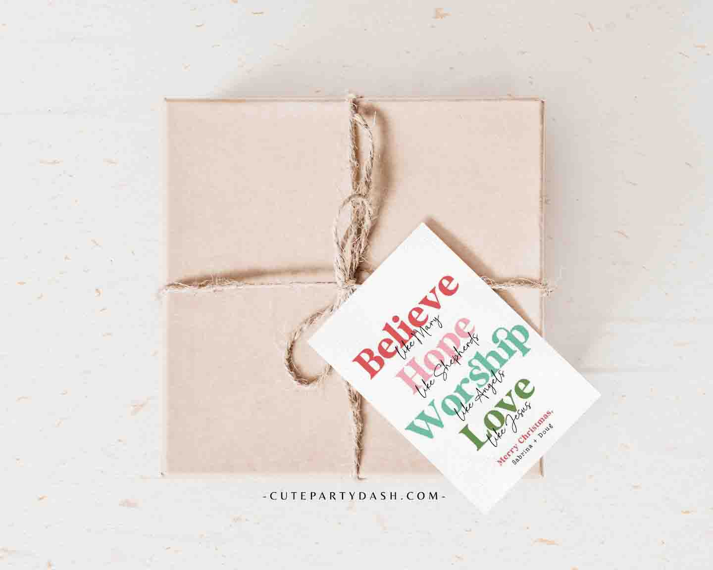 Religious Christmas Gift Tag Printable INSTANT DOWNLOAD – Cute Party Dash