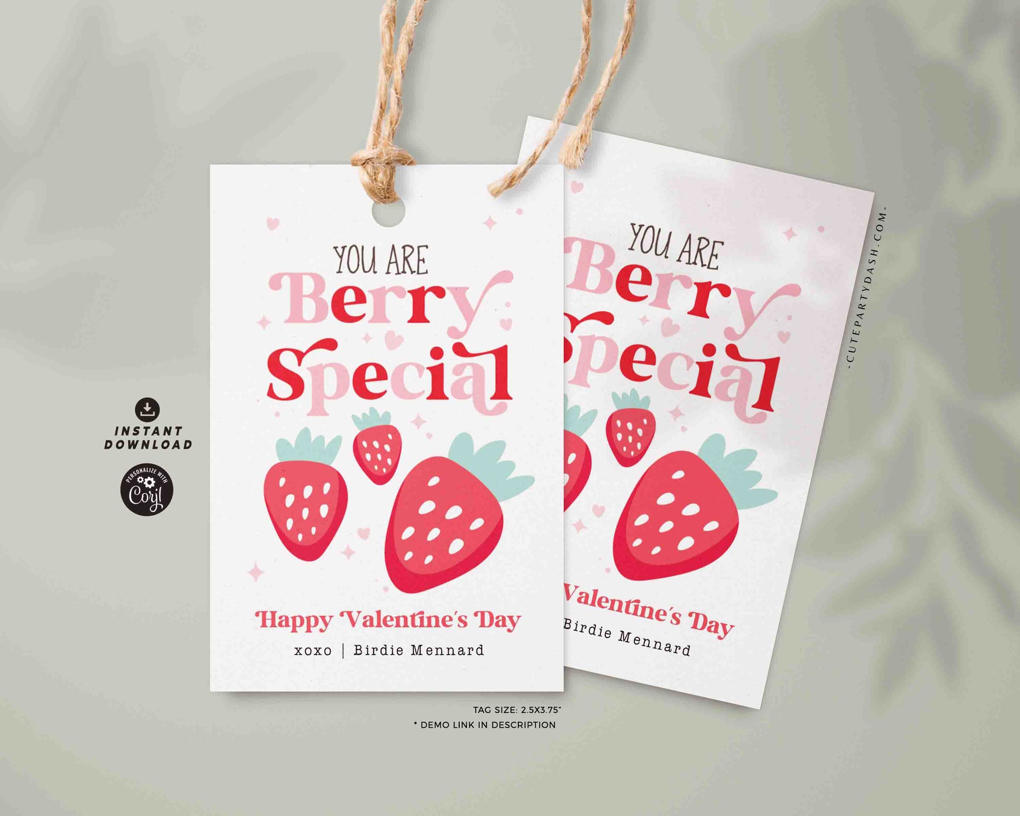 You Are Berry Special Valentine Gift Tag Printable INSTANT DOWNLOAD ...