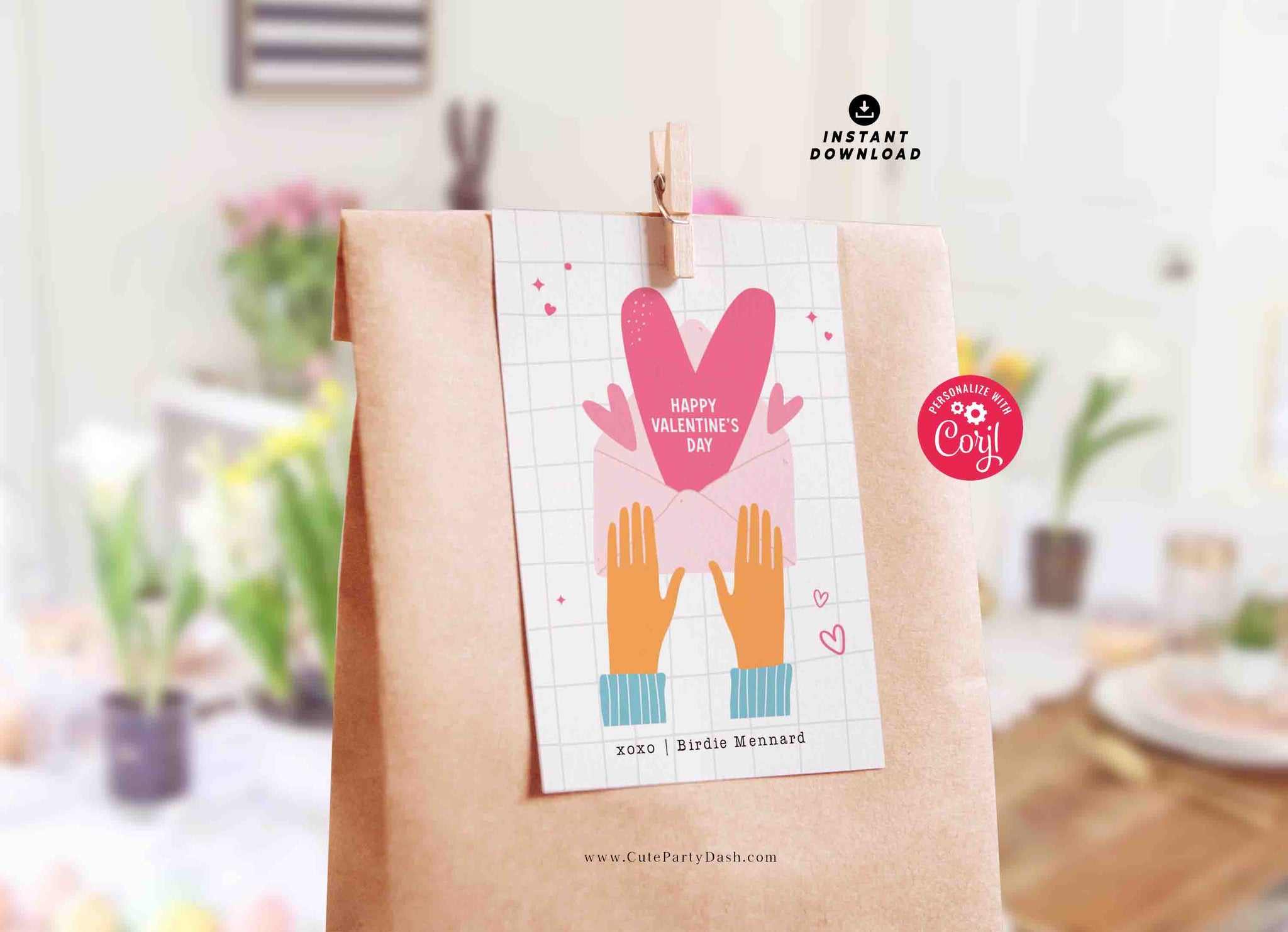 Happy Valentine's Day Classroom Valentine Kids Tag – Cute Party Dash