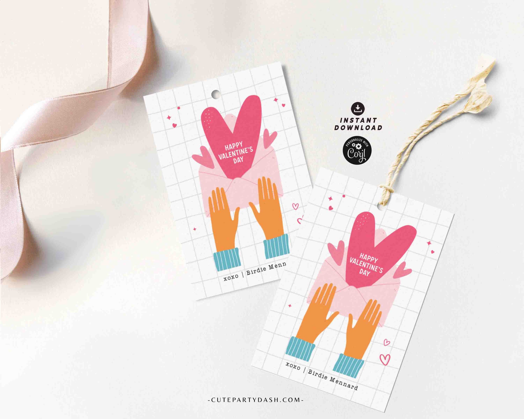 Happy Valentine's Day Classroom Valentine Kids Tag – Cute Party Dash