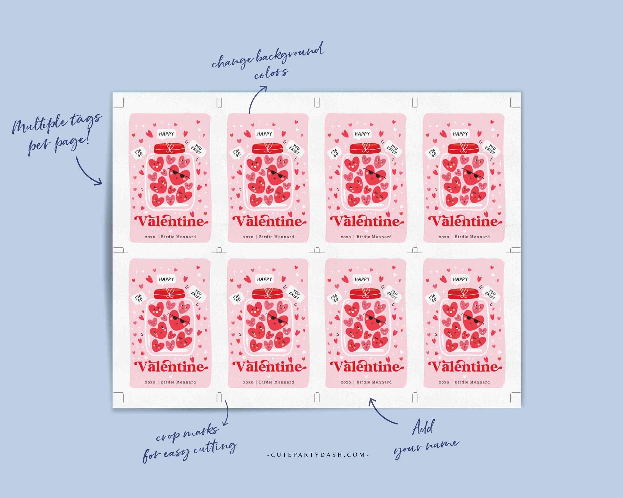 I'm So Happy You Exist, Valentine – Kids Valentine’s Gift Tag Printable ...