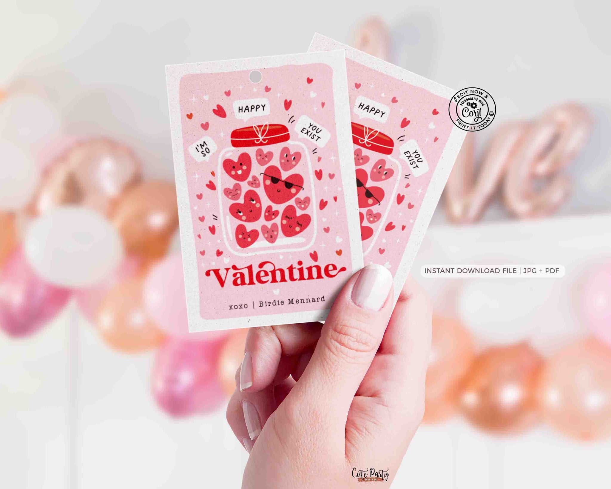 I'm So Happy You Exist, Valentine – Kids Valentine’s Gift Tag Printable ...