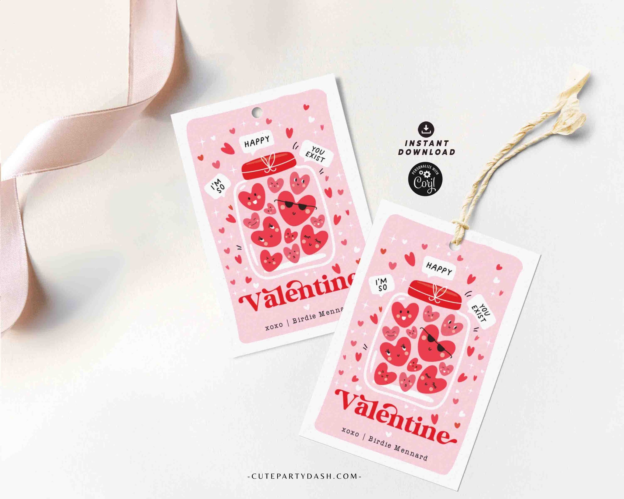 I'm So Happy You Exist, Valentine – Kids Valentine’s Gift Tag Printable ...