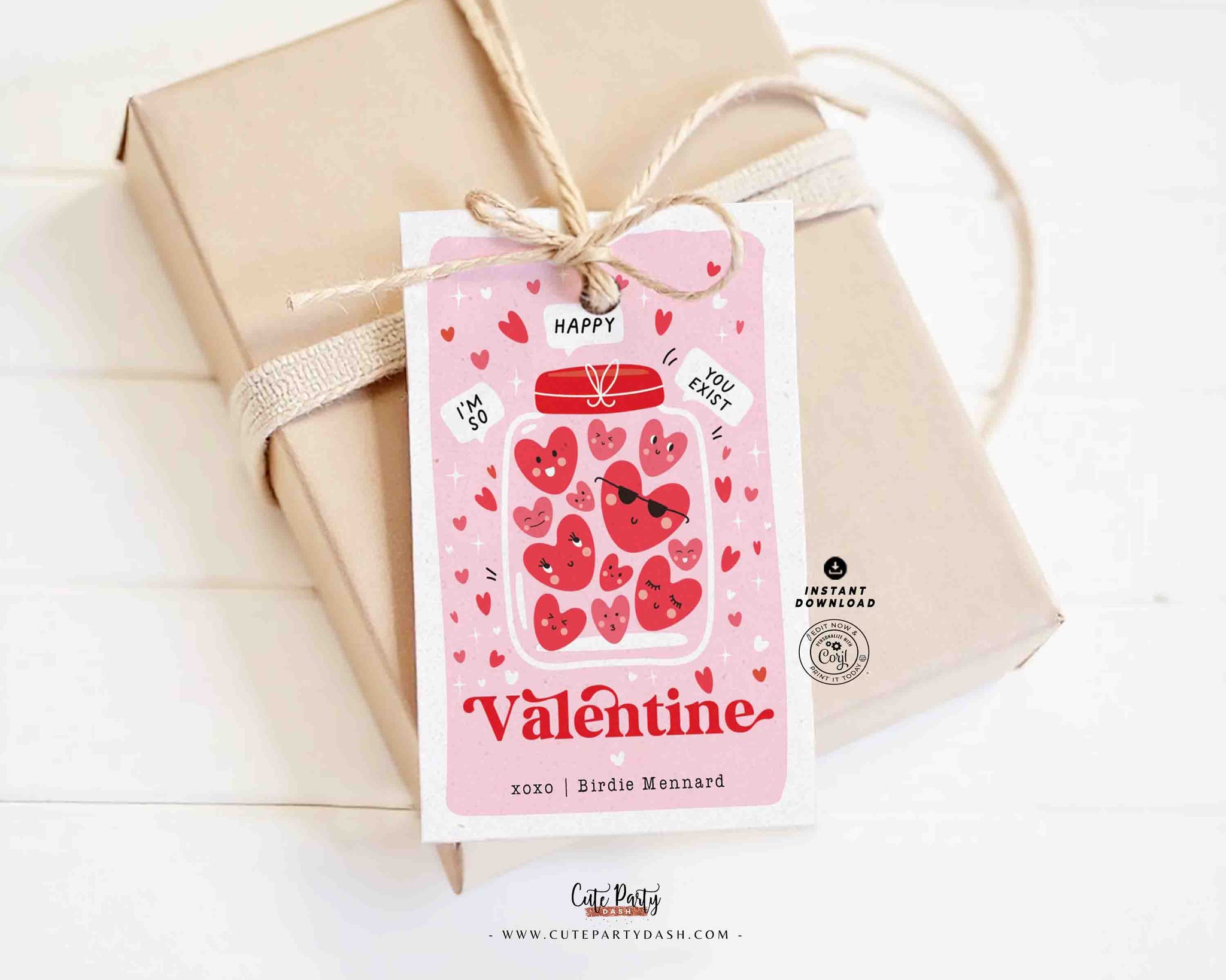 I'm So Happy You Exist, Valentine – Kids Valentine’s Gift Tag Printable ...