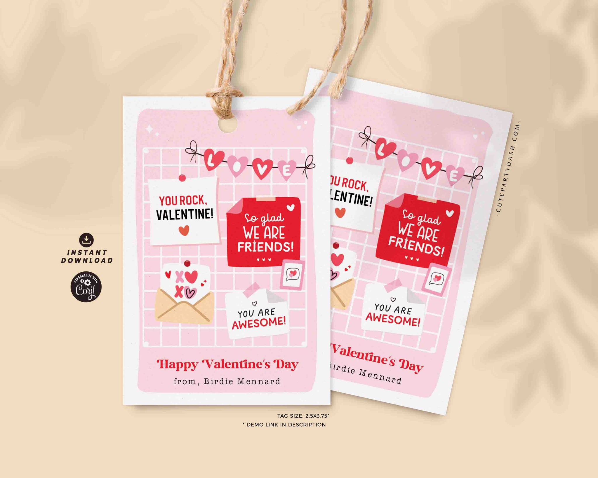 Happy Valentine's Day Classroom Valentine Kids Tag – Cute Party Dash