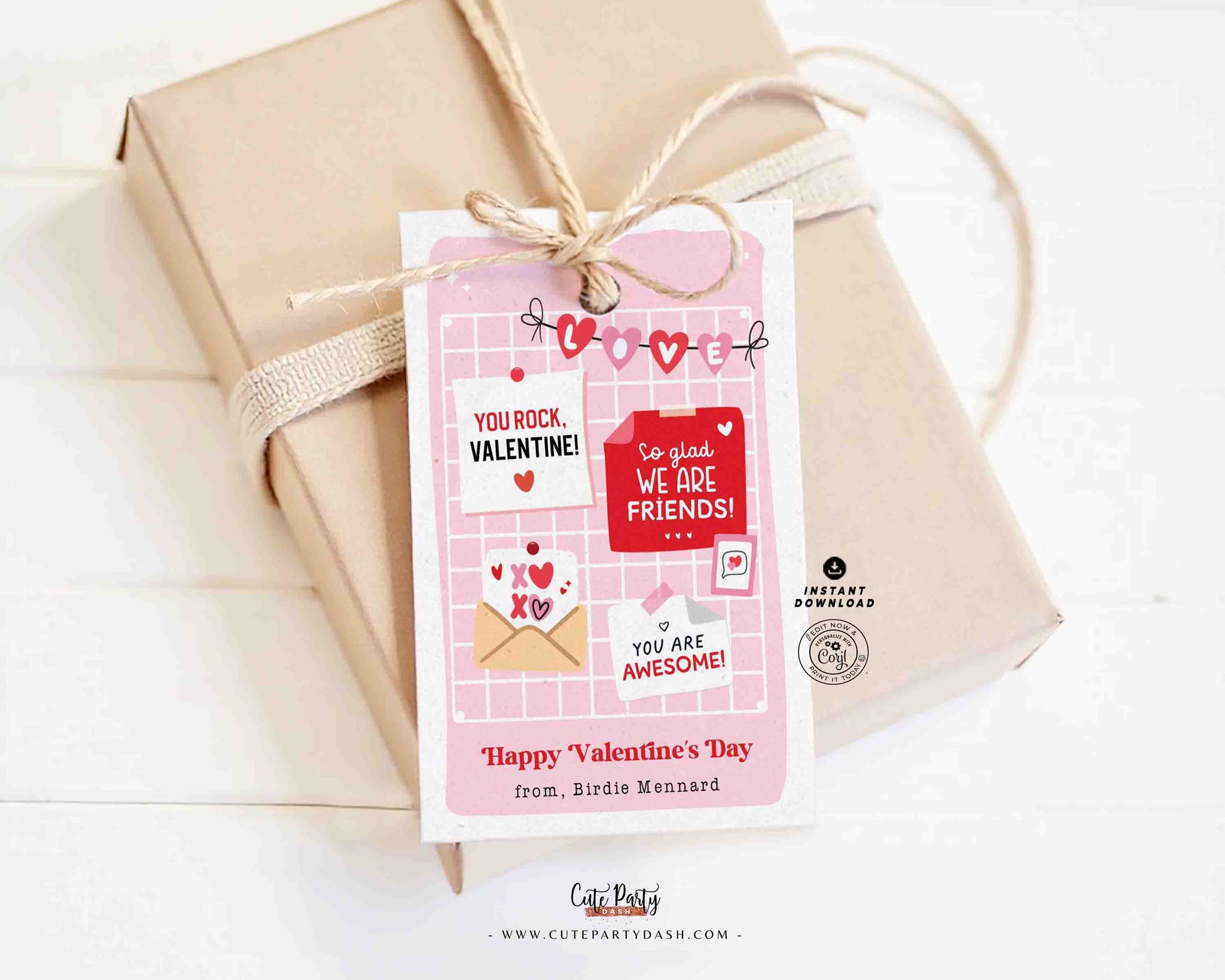 Happy Valentine's Day Classroom Valentine Kids Tag – Cute Party Dash