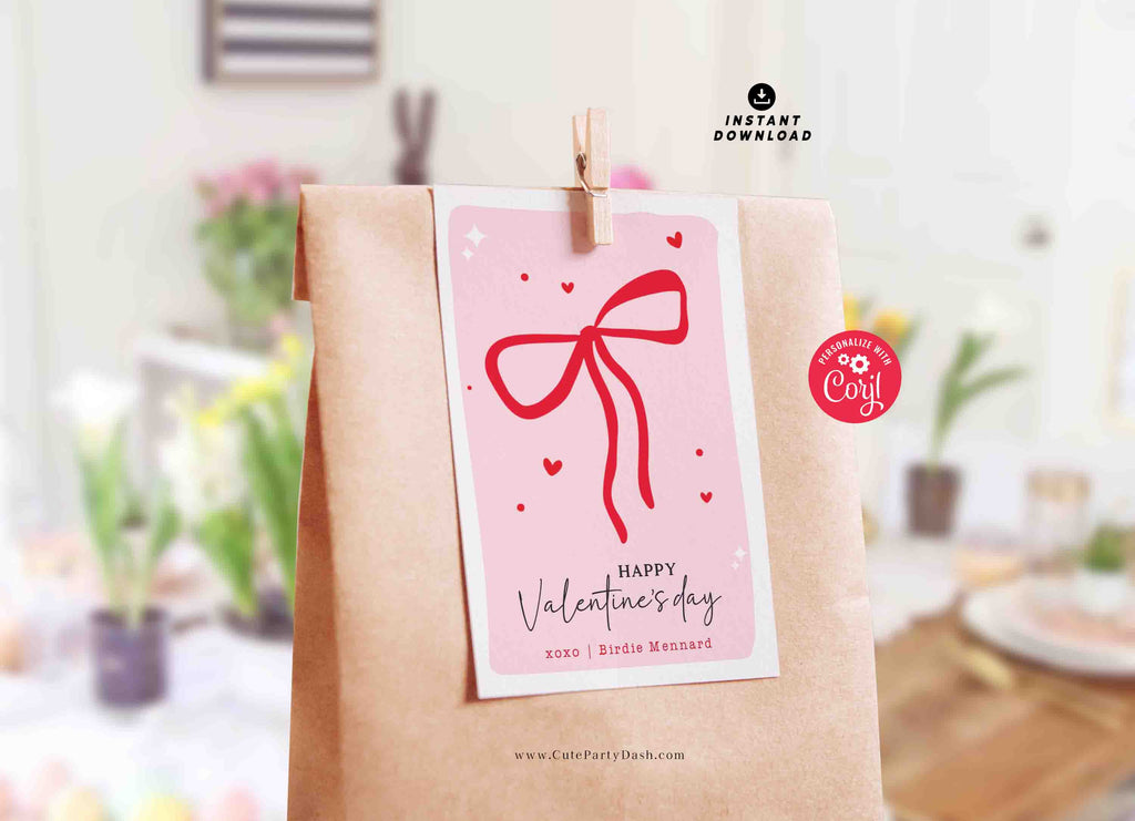 Happy Valentine's Day Classroom Valentine Kids Tag – Cute Party Dash