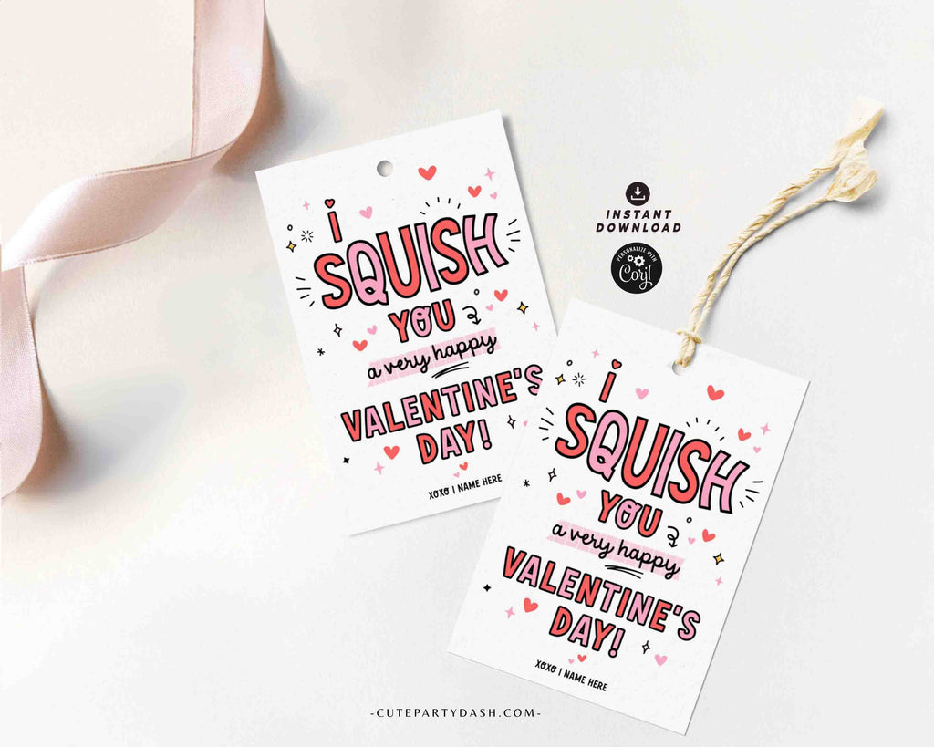 I Squish You a Happy Valentine's Day Gift Tag Printable INSTANT ...