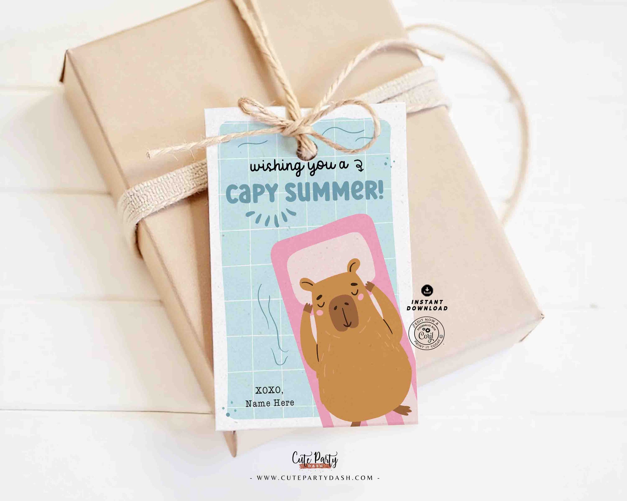 Have a Great Summer Capybara Gift Tag Printable INSTANT DOWNLOAD – Cute ...
