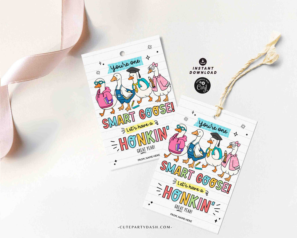 Silly Goose Back To School Gift Tag Printable INSTANT DOWNLOAD – Cute ...