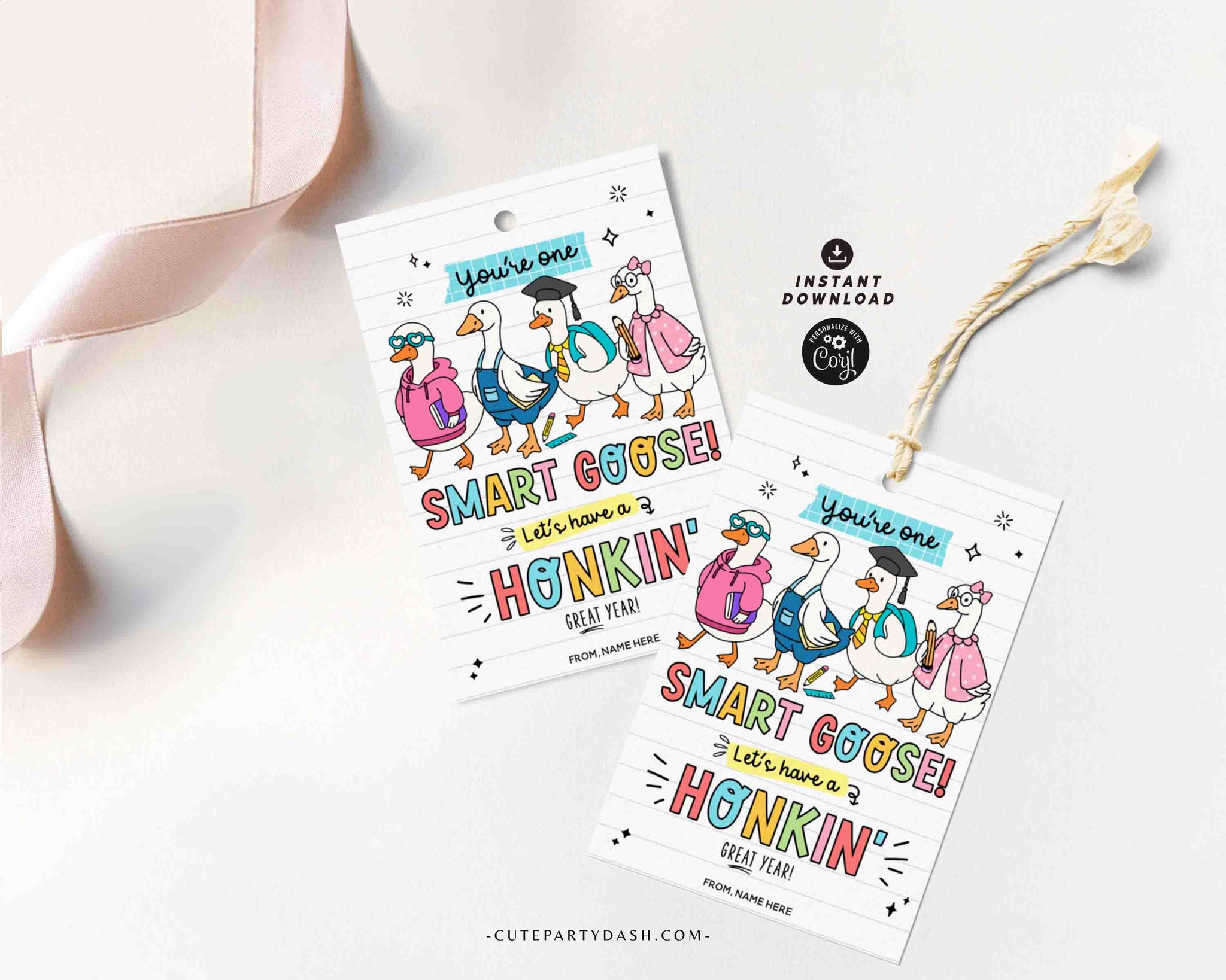 Silly Goose Back To School Gift Tag Printable INSTANT DOWNLOAD – Cute ...
