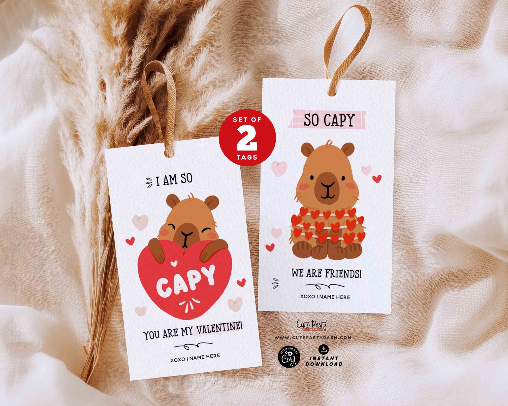Printable Capy Valentine’s Day Gift Tags for Kids | Classroom ...