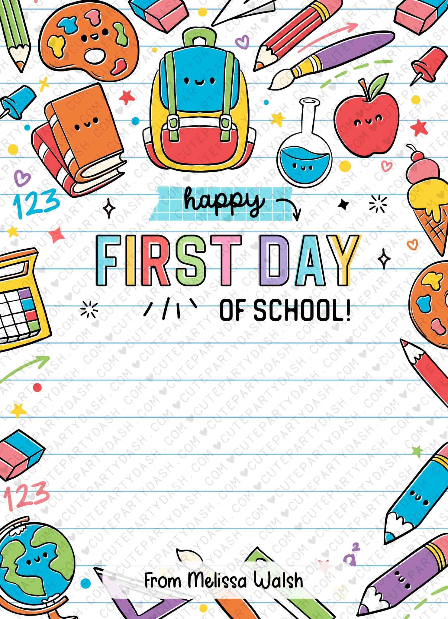 Editable Happy First Day of School Gift Card Holder – Cute Party Dash