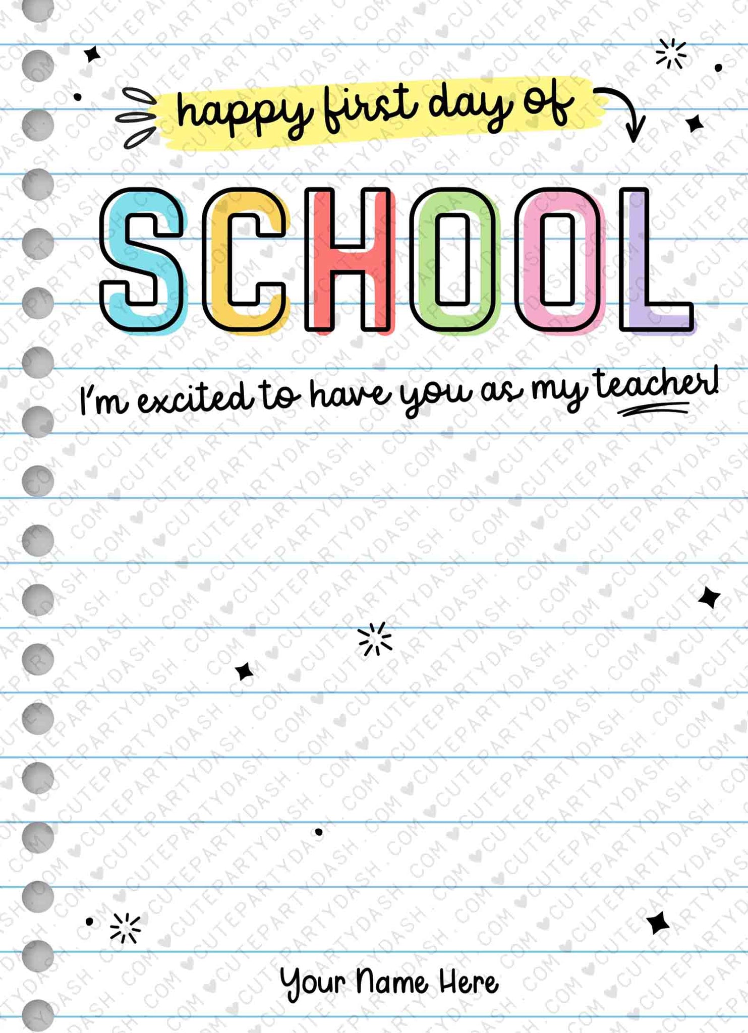 Editable Happy First Day of School Gift Card Holder – Cute Party Dash