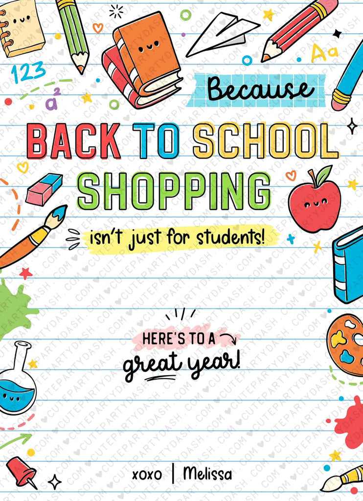 Editable School Supplies Printable Gift Card Holder for teachers – Cute ...