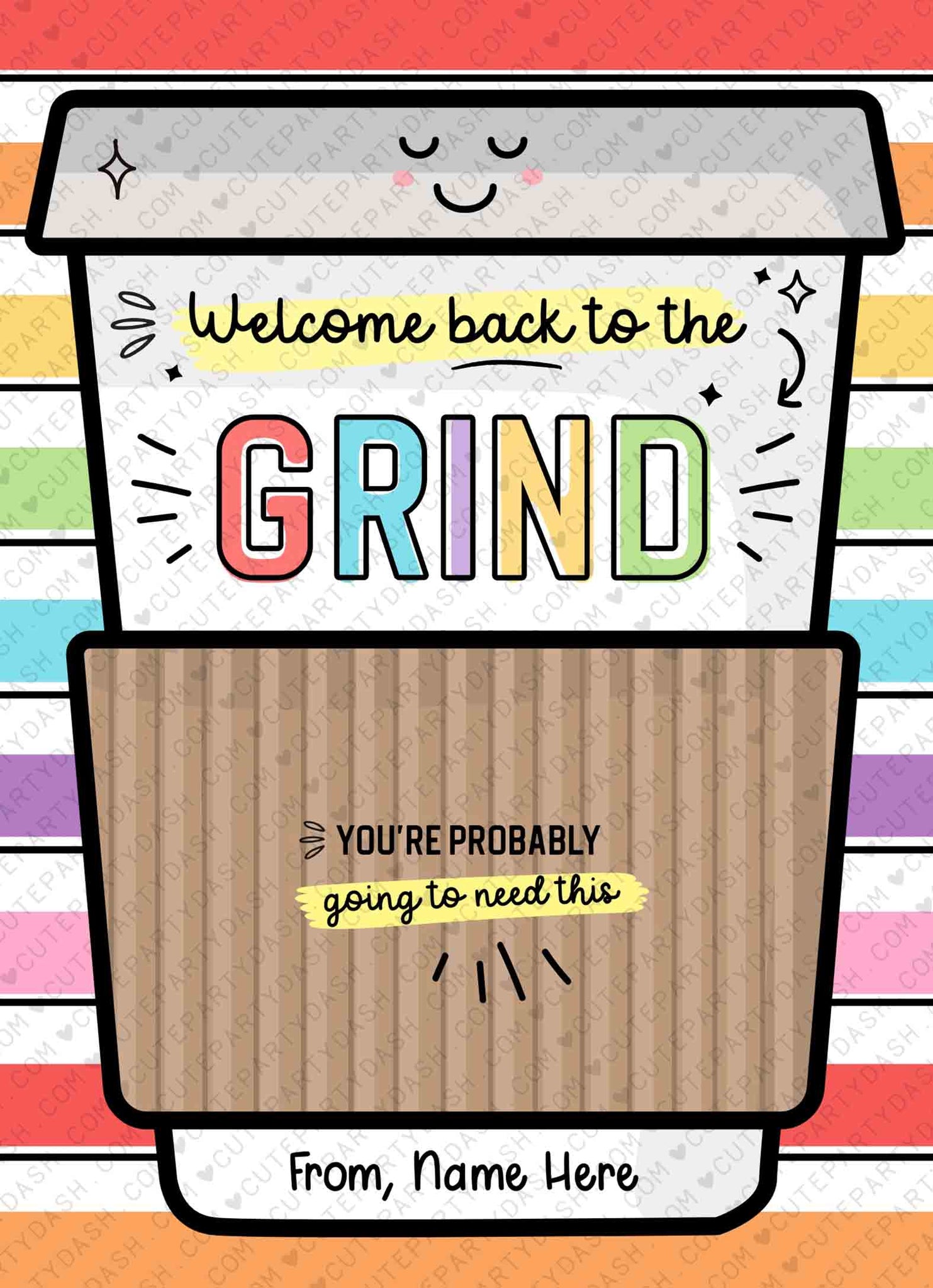 Editable Welcome Back to the grind School Teacher Gift Card Holder ...
